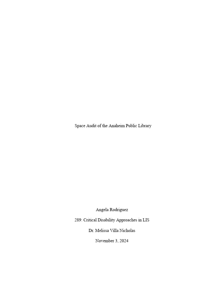 Space Audit APL Angela Rodriguez | PDF | Accessibility | Libraries