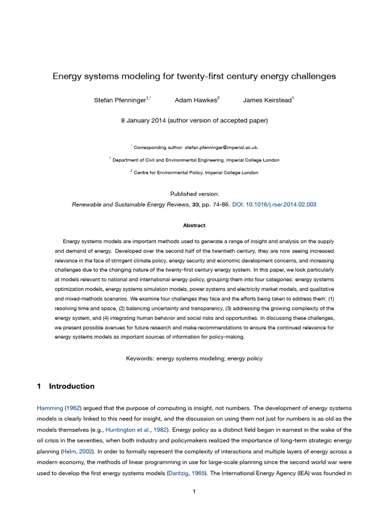 Energy Model 3 - Energy Systems Modeling For Twenty-First Century ...