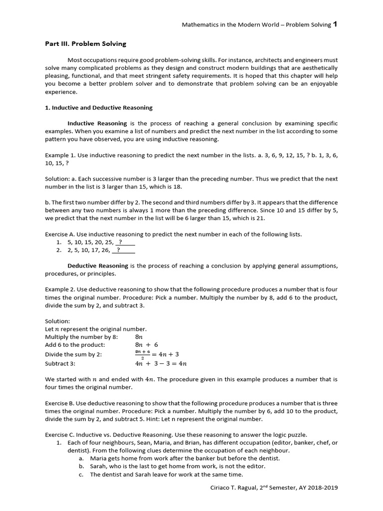 Problem-Solving-Lecture-Series-1-1 | PDF | Inductive Reasoning | Reason Problem-Solving-Lecture-Series-1-1 | PDF | Inductive Reasoning | Reason