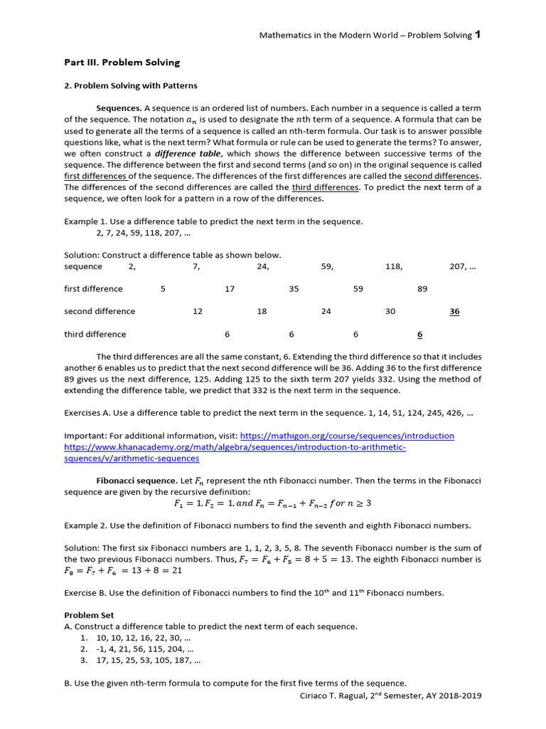 Problem Solving Lecture Series 2 1 | PDF | Mathematical Objects | Mathematical Concepts