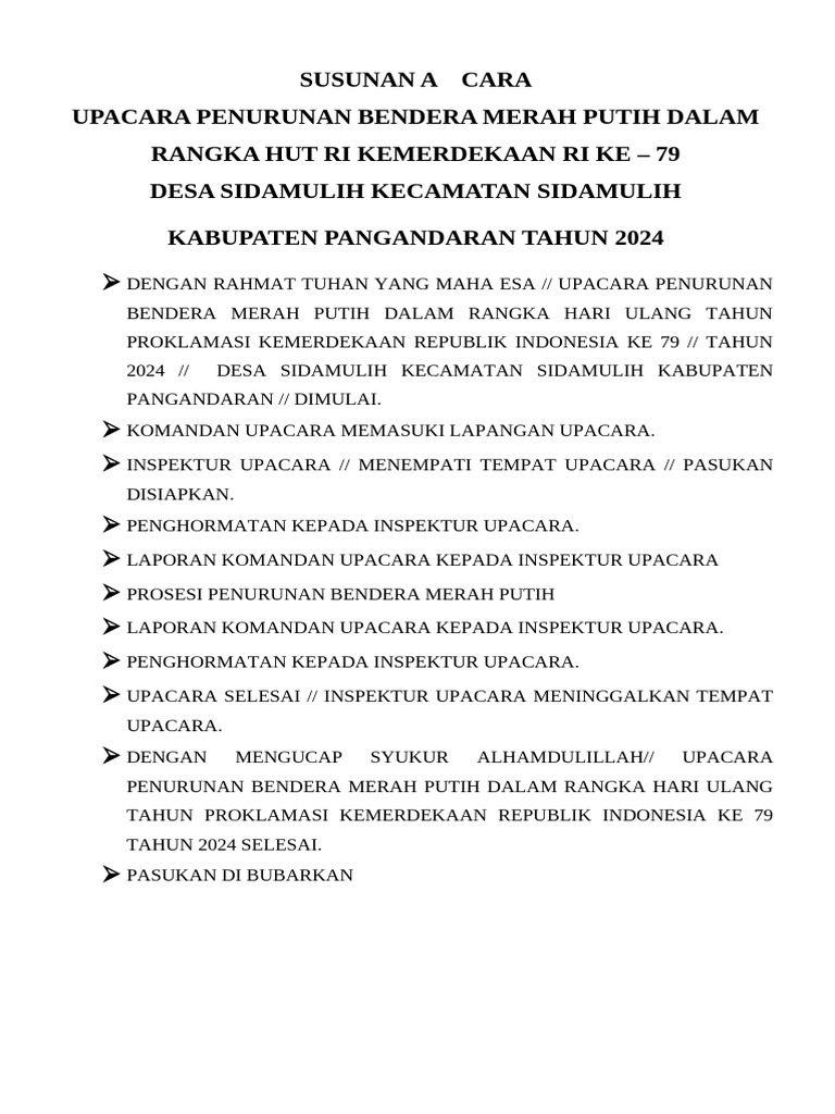1 - Susunan Penurunan Bendera Merah Putih Hut Ri 79 | PDF | Bisnis