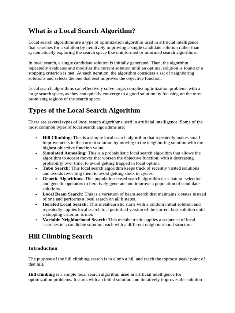 What Is A Local Search Algorithm | PDF | Mathematical Optimization ...