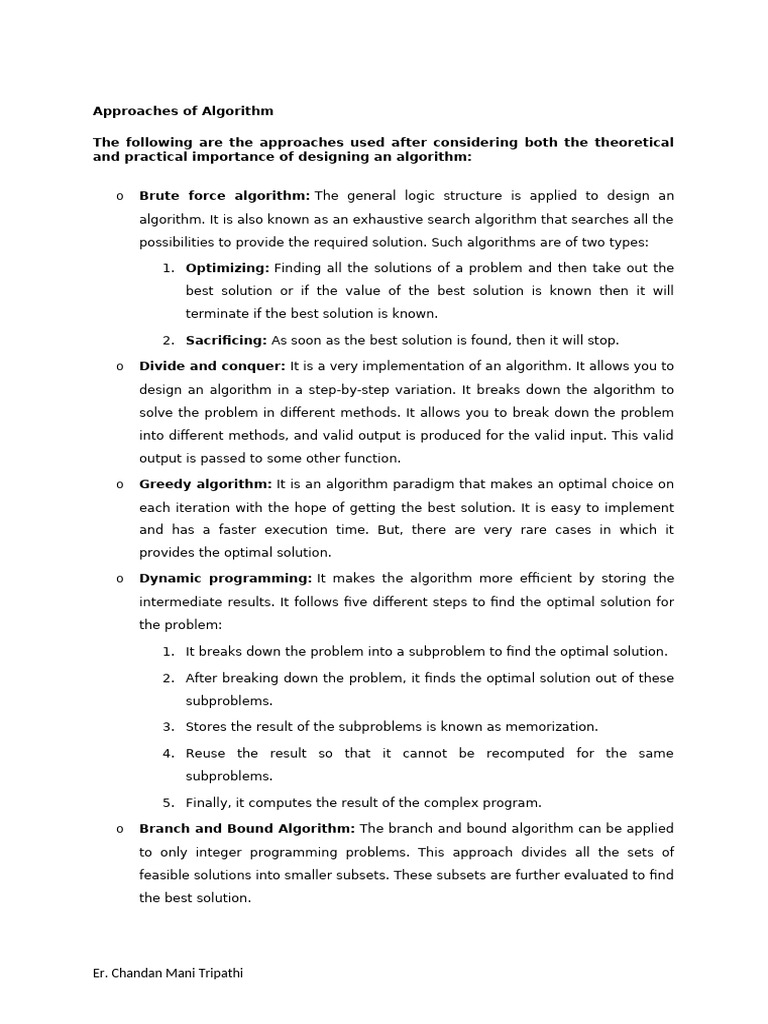 Approaches Of Algorithm Pdf Time Complexity Algorithms