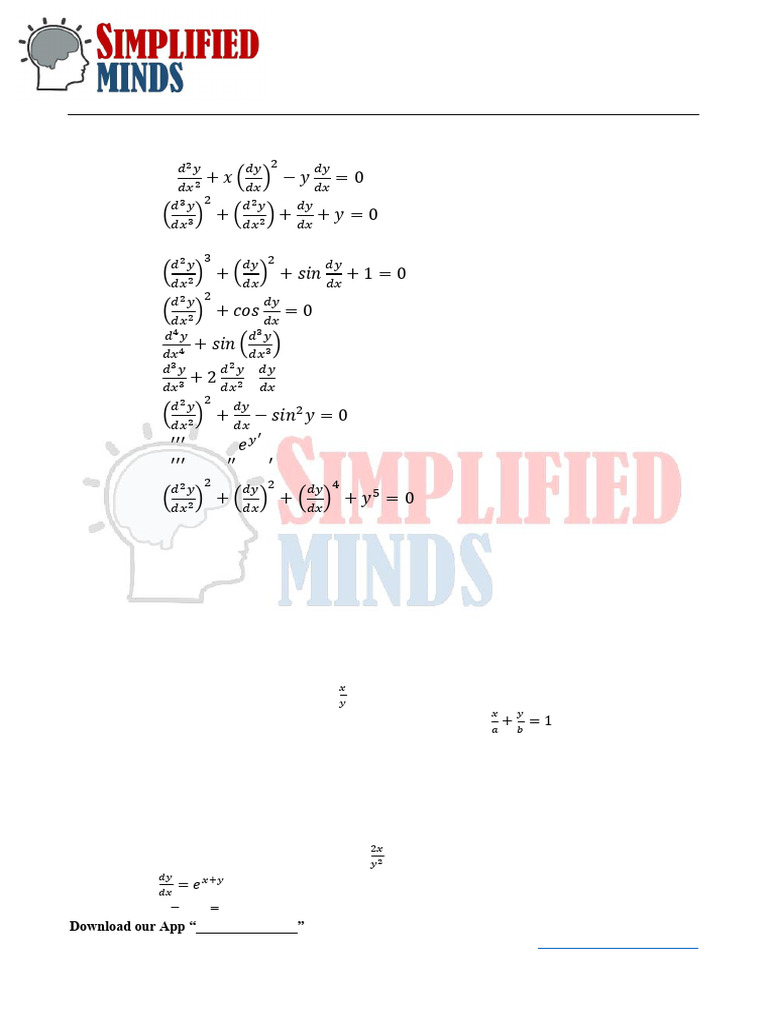 9.differential Equations 2ndPUC PYQs | PDF | Tangent | Equations