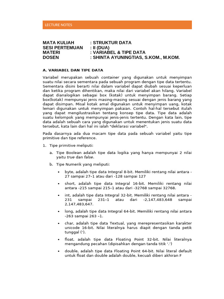 2 Variabel Dan Tipe Data | PDF | Metode & Bahan Ajar