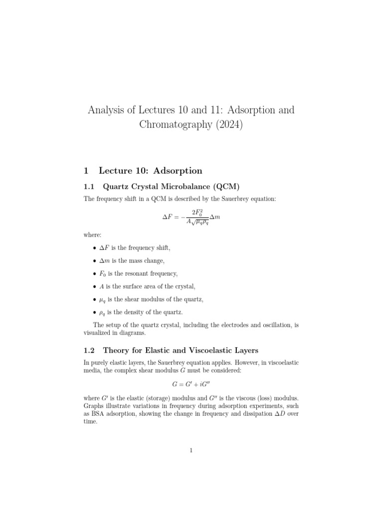 Analysis of Lectures 10 and 11: Adsorption and Chromatography (2024) | PDF | Chromatography ...