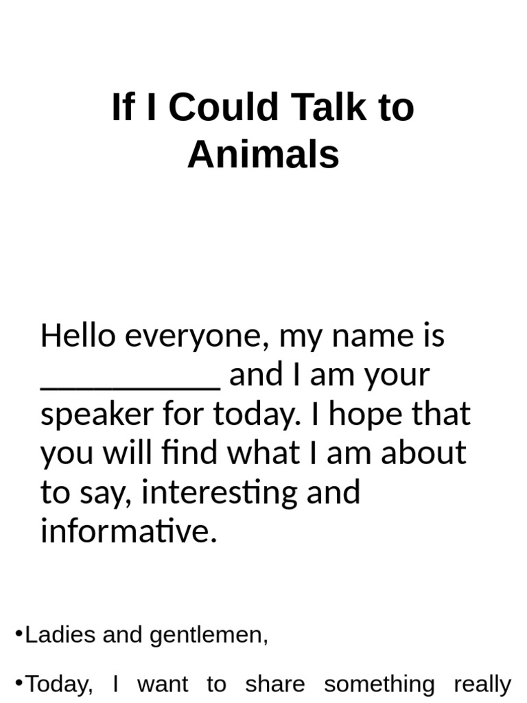 Talking to Animals: A New Perspective | PDF