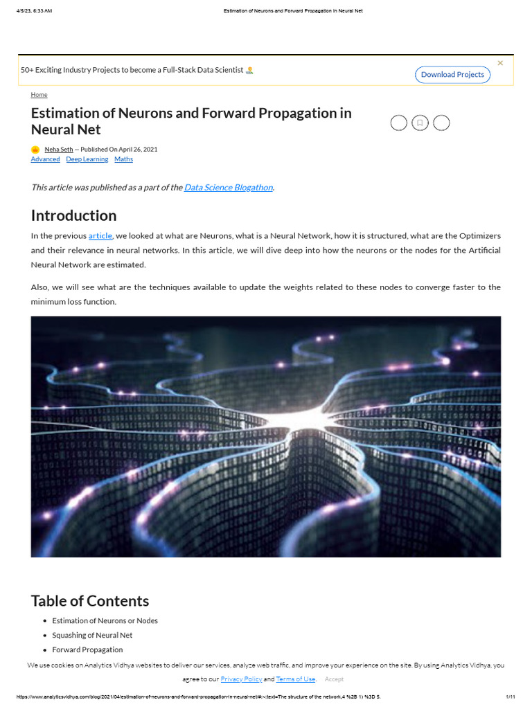 Estimation Of Neurons And Forward Propagation In Neural Net Pdf Artificial Neural Network