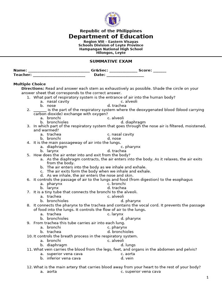 1st Periodical Test in Science 9 | PDF | Dominance (Genetics) | Lung