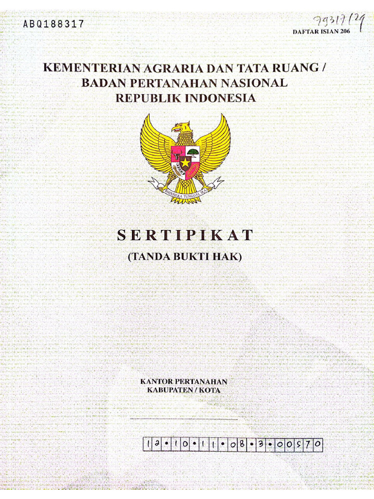 Sertifikat Induk Java Residence Cluster 2 | PDF