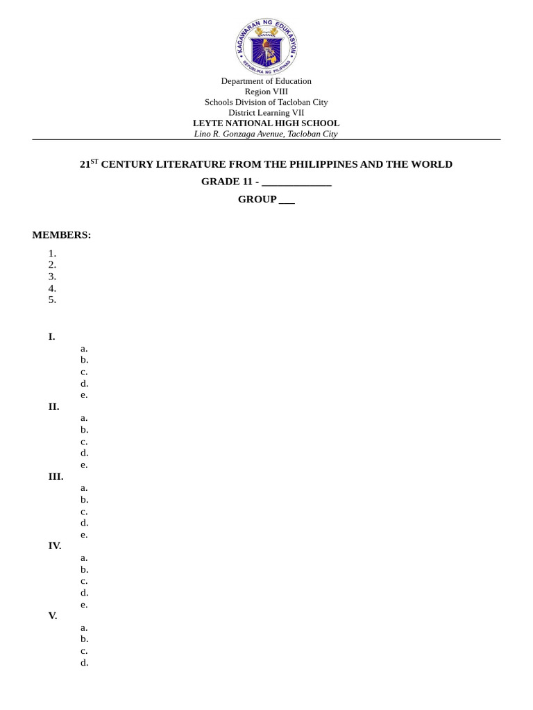 Topic Outline Format | PDF