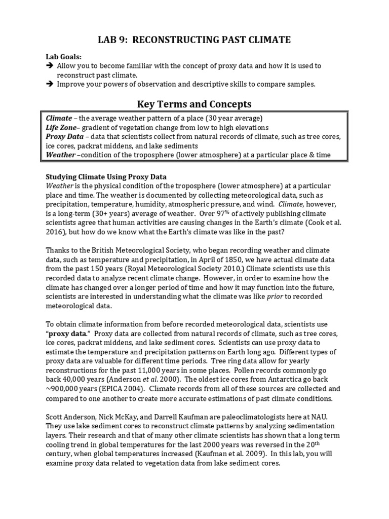 Lab 9 Reconstructing Past Climate | PDF | Climate | Weather