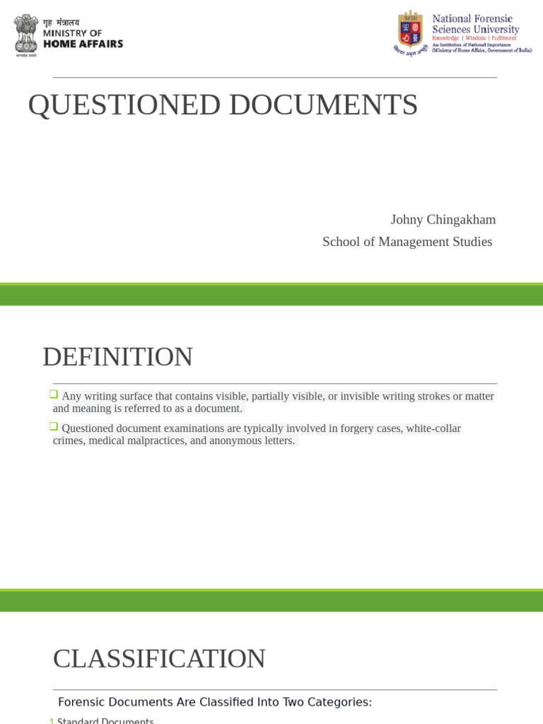 Definition and Classification of Questioned Documents | PDF | Cheque