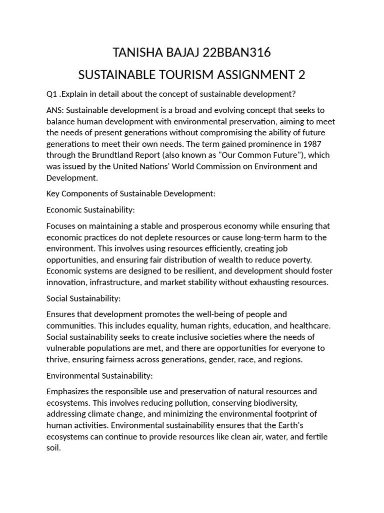 Sustainable Tourism Assignment2 | PDF | Sustainability | Climate Change ...