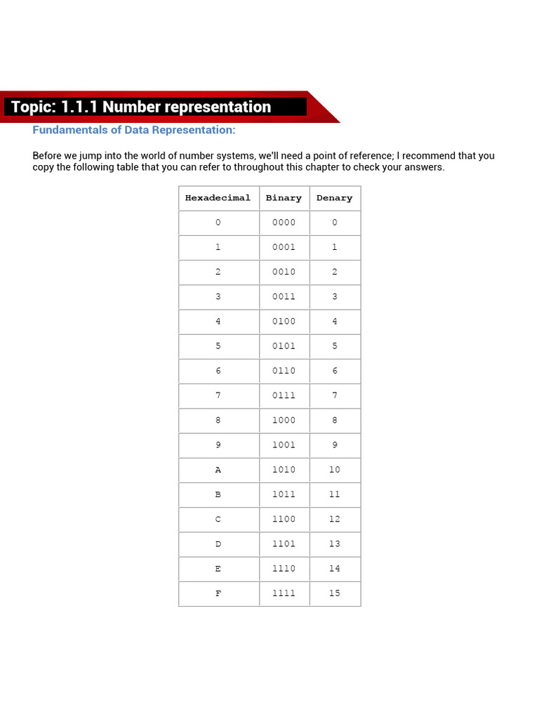 Number Representation | PDF | Binary Coded Decimal | Character Encoding