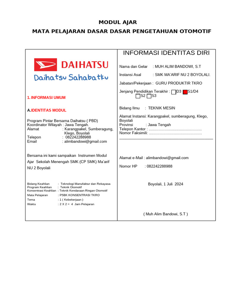 Template Modul Ajar | PDF