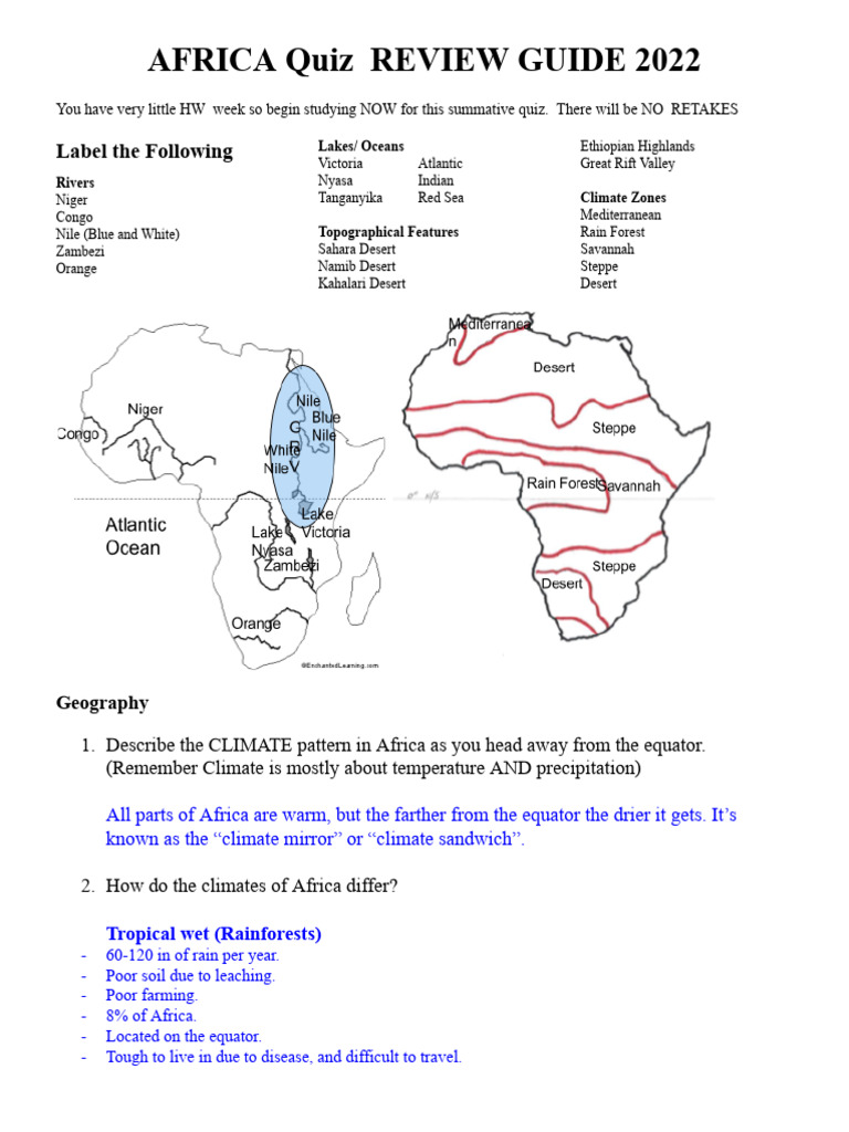 Geo History Quiz Review Guide 2022 | PDF | Rain | Desert