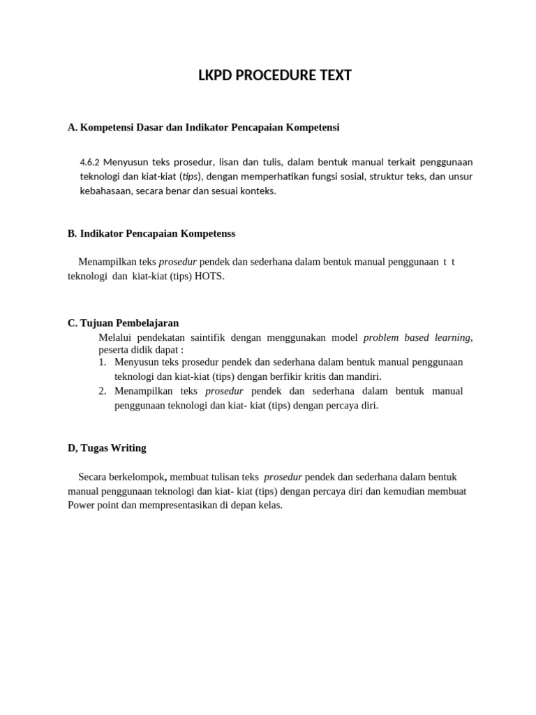LKPD Procedure Text | PDF