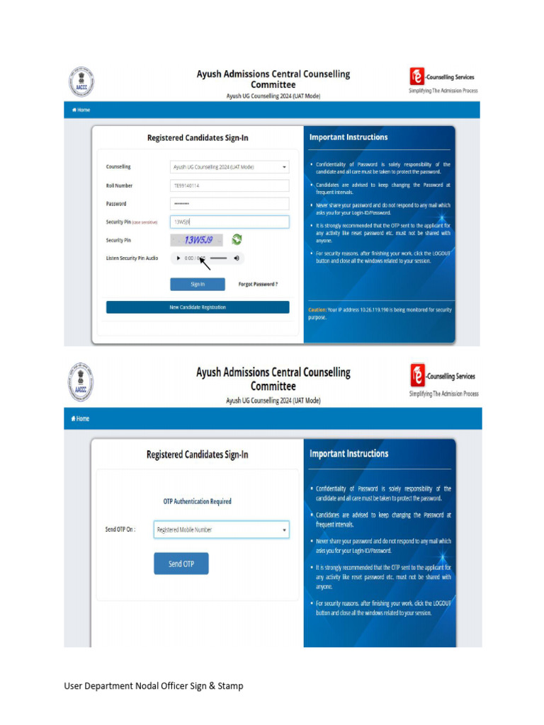 User Department Nodal Officer Sign & Stamp | PDF