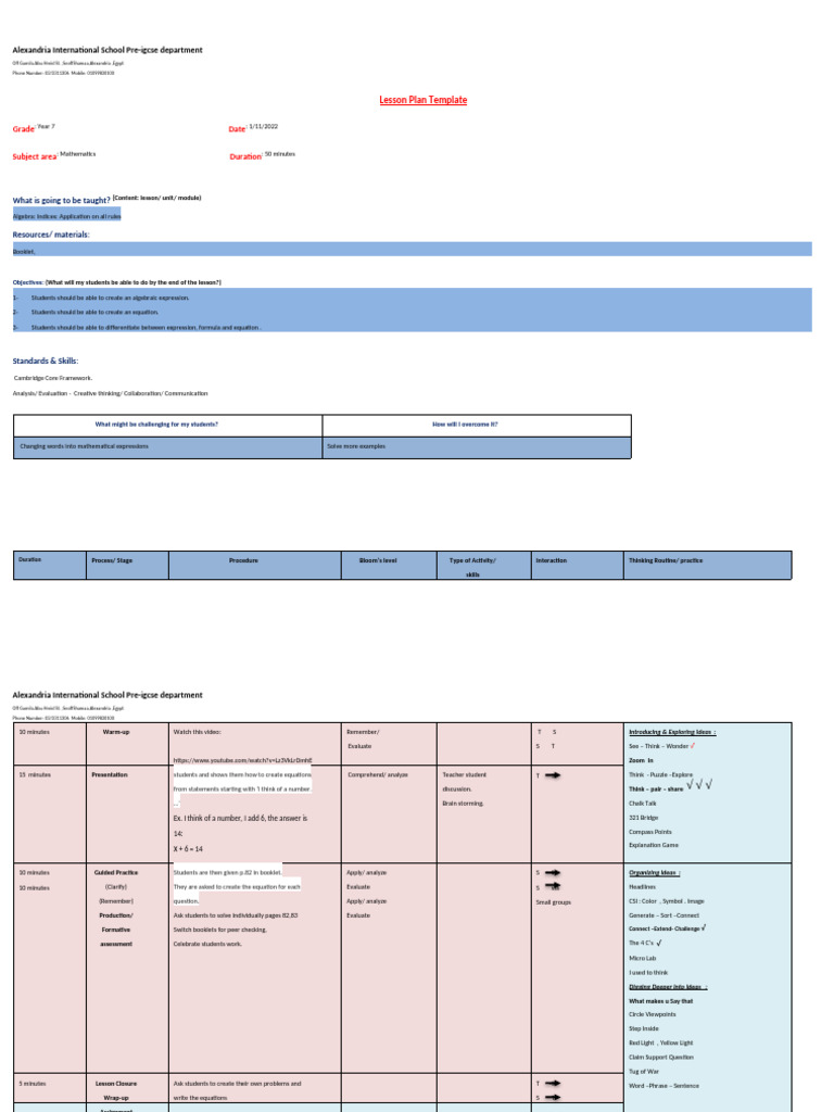 Lesson Plan 31 Constructing Equation | PDF | Mathematics | Equations