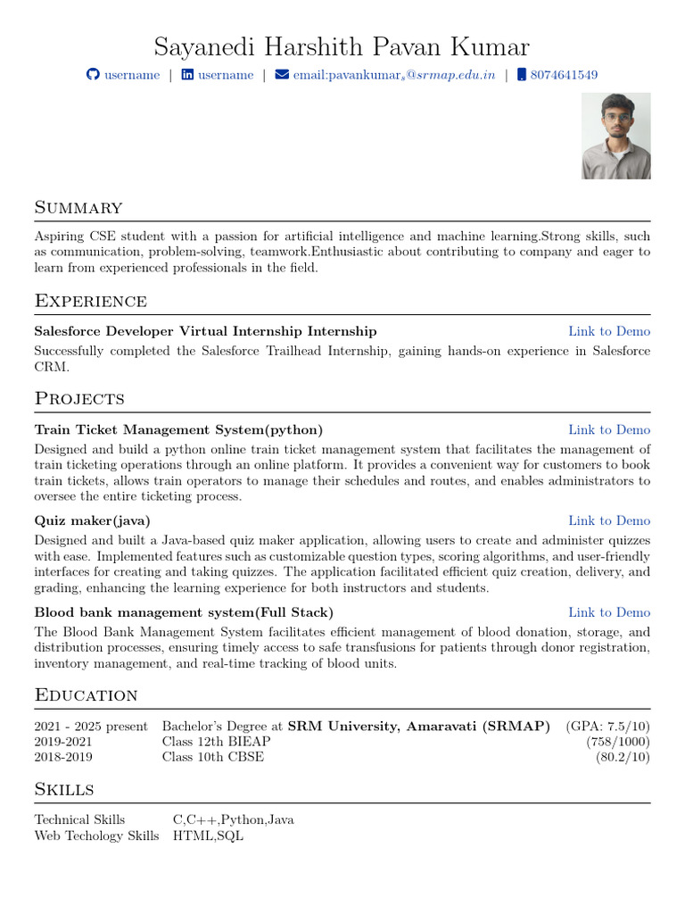 Aspiring CSE Student's Profile & Projects | PDF
