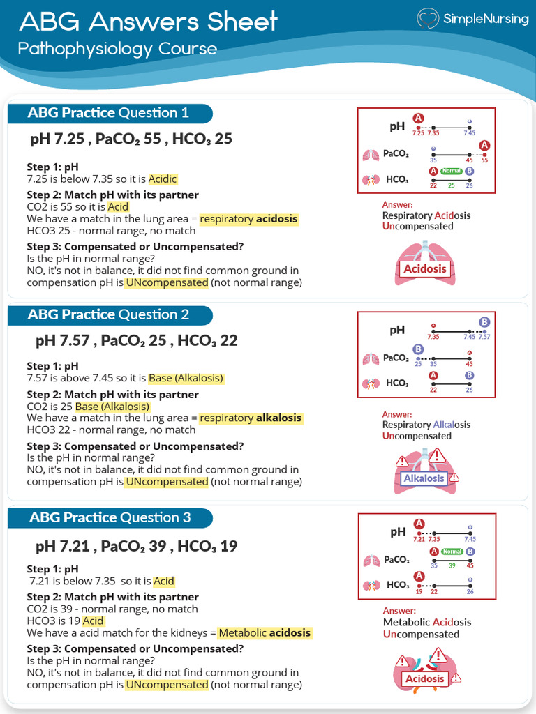 3 ABG Answers Sheet - 2 - 240415 - 165502 | PDF | Metabolism | Medical ...