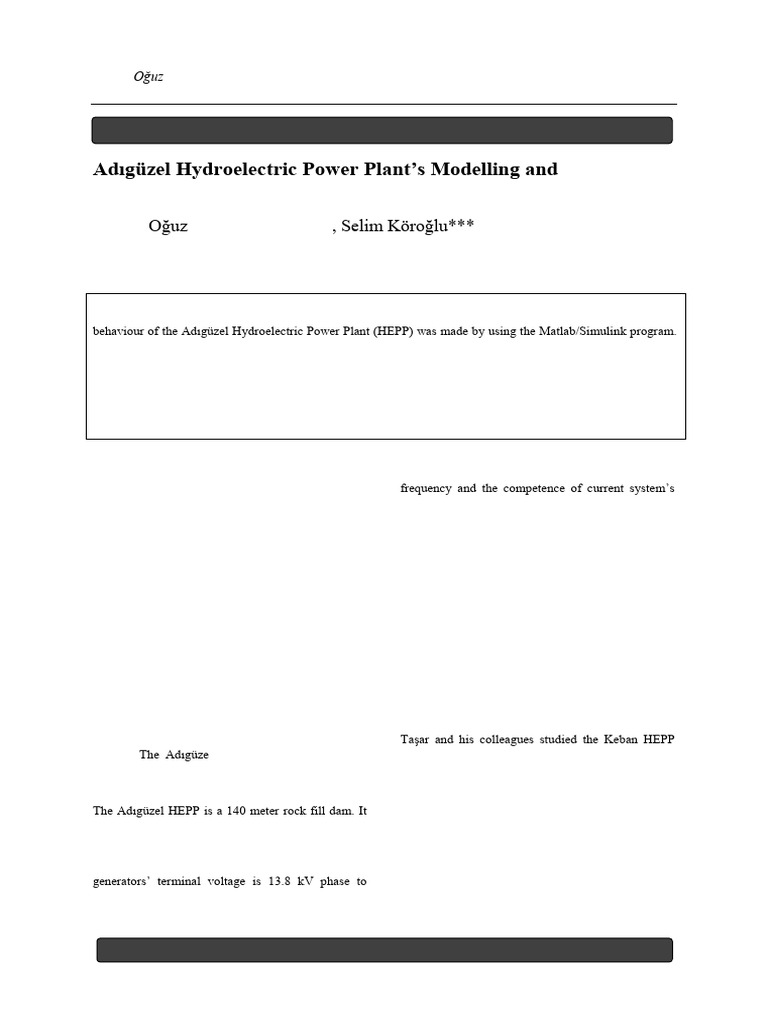 Adiguzel Hydroelectric Power Plants Mode | PDF | Control Theory ...