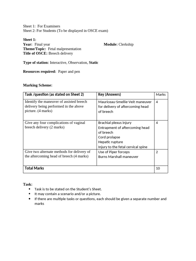 OSCE Breech Delivery Static 24 | PDF | Language Arts & Discipline ...