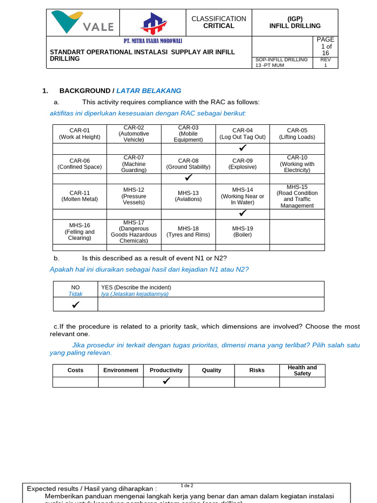 Sop Exp 13 Mum Instalasi Suplai Air | PDF