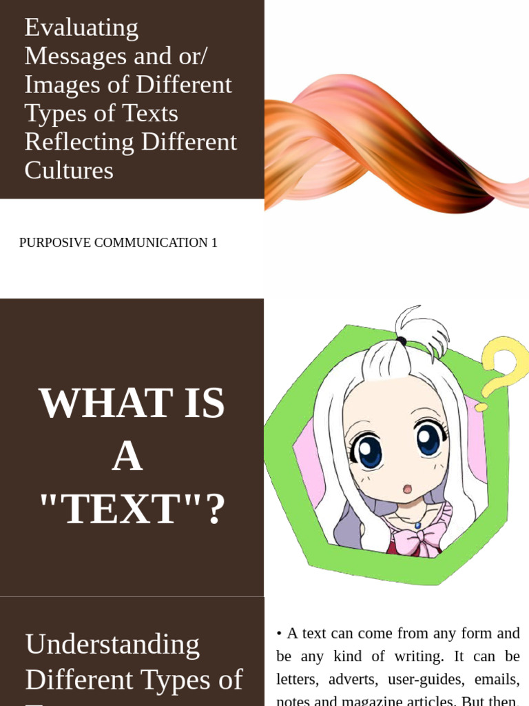 1 Evaluating Messages and - or Images of Different Types of Texts Reflecting Different Cultures ...