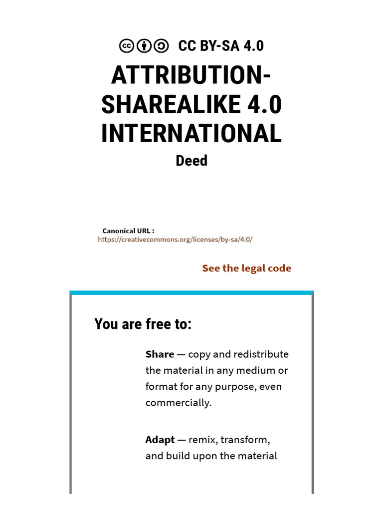 Deed - Attribution-ShareAlike 4.0 International - Creative Commo | PDF ...