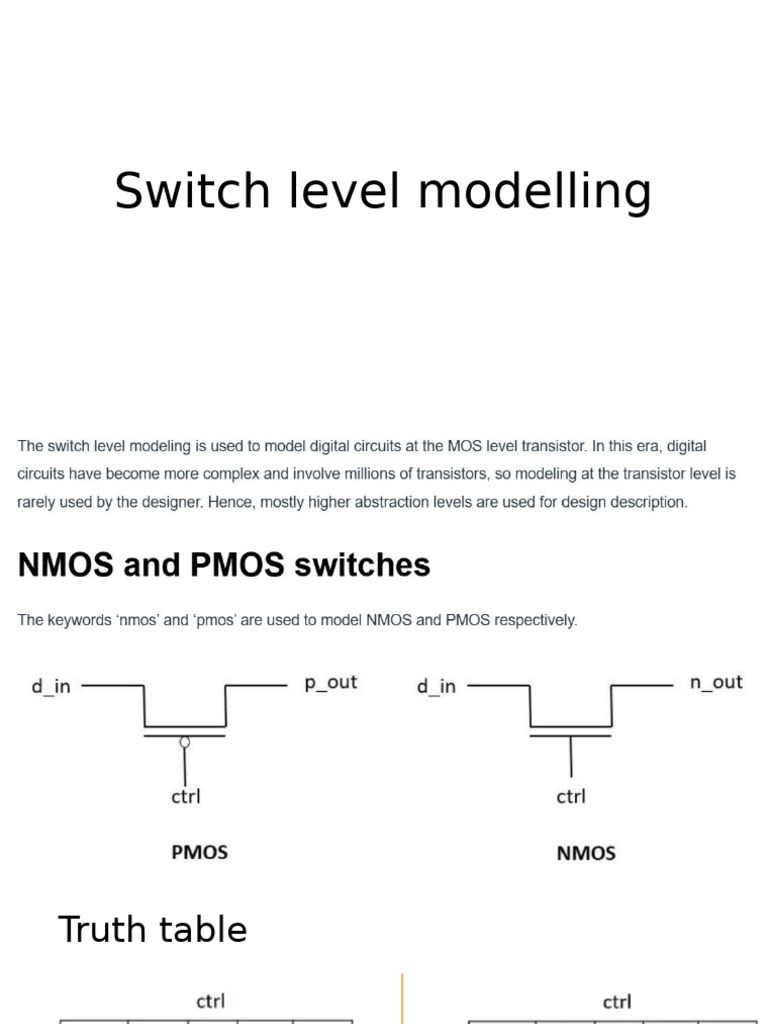 Switch Level Modelling Pdf