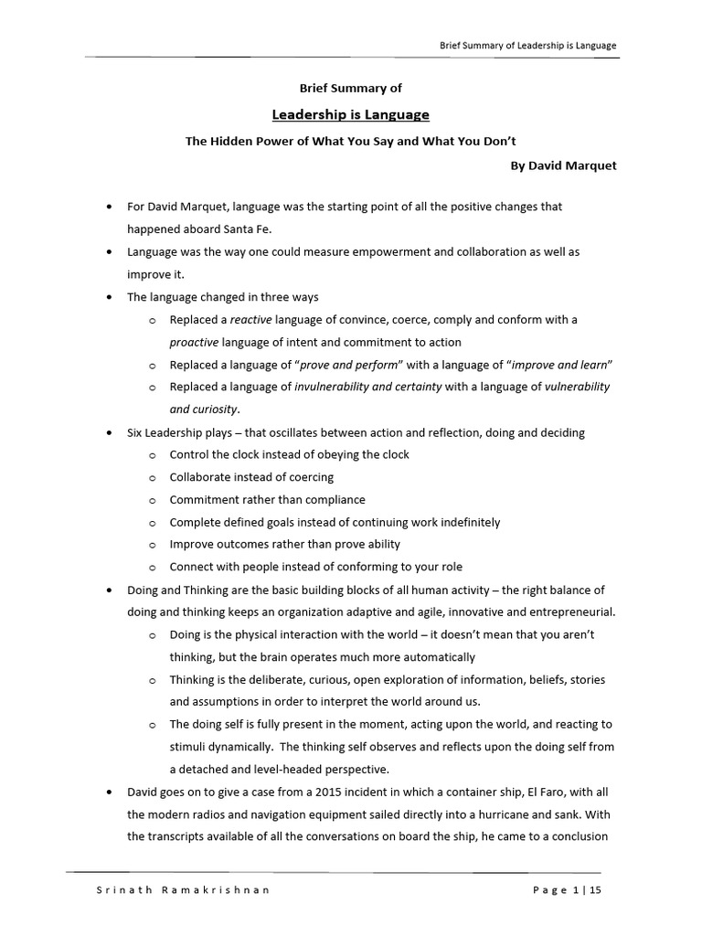 Leadership Language: Empowering Change | PDF | Leadership | Mindset