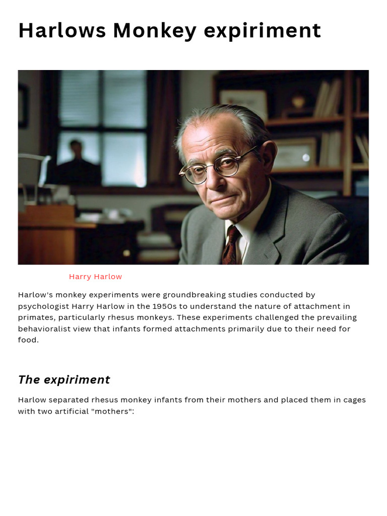 Harlows Monkey Expiriment 20240908 204332 0000 | PDF | Philosophy