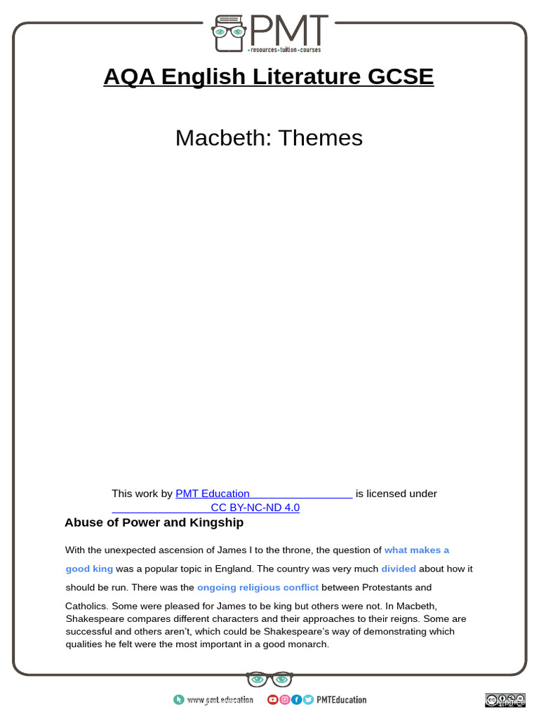 In-depth themes summary for Macbeth | PDF | Macbeth