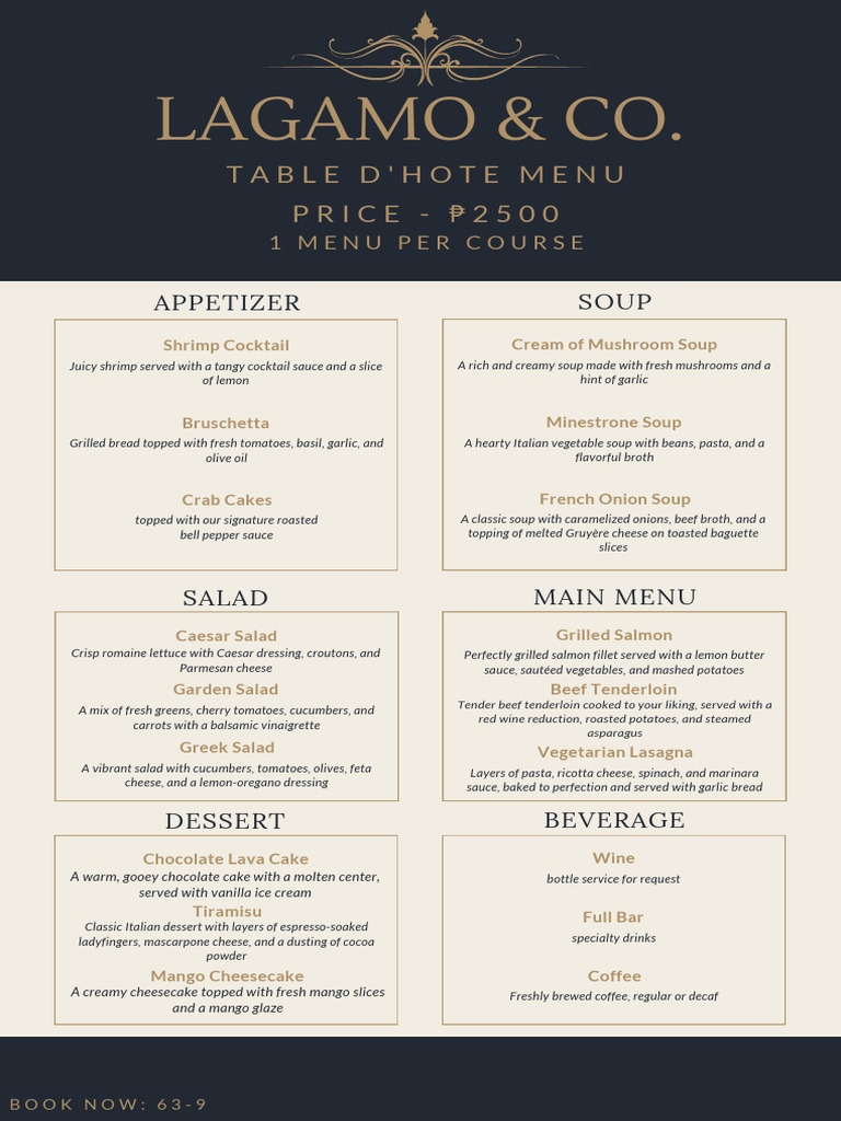 Table D'Hote Menu | PDF | Salad | Soup