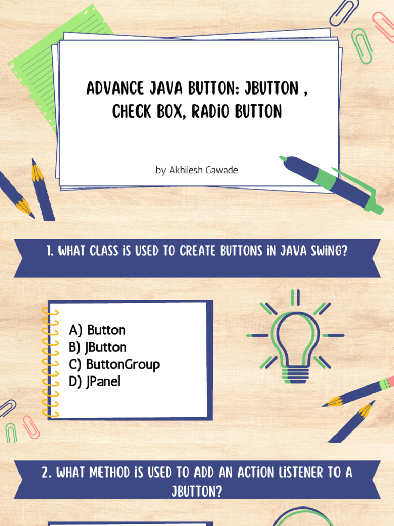 Advance Java Button Jbutton, Check Box, Radio Button | PDF | Computer Programming | Software ...