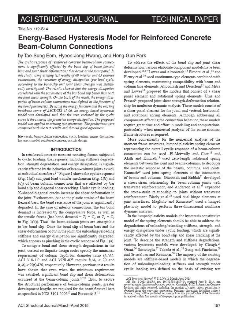 (Eom Et Al. 2015) - Energy-Based Hysteresis Model For Reinforced ...