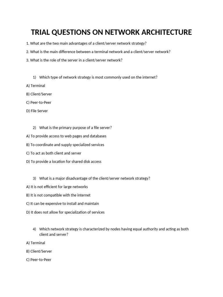Trial Questions On Network Architecture | PDF | Computer Network ...