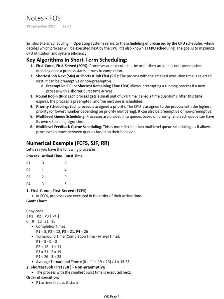 Numerical Concepts - Mid Sem (Scheduling, Etc) | PDF | Scheduling ...