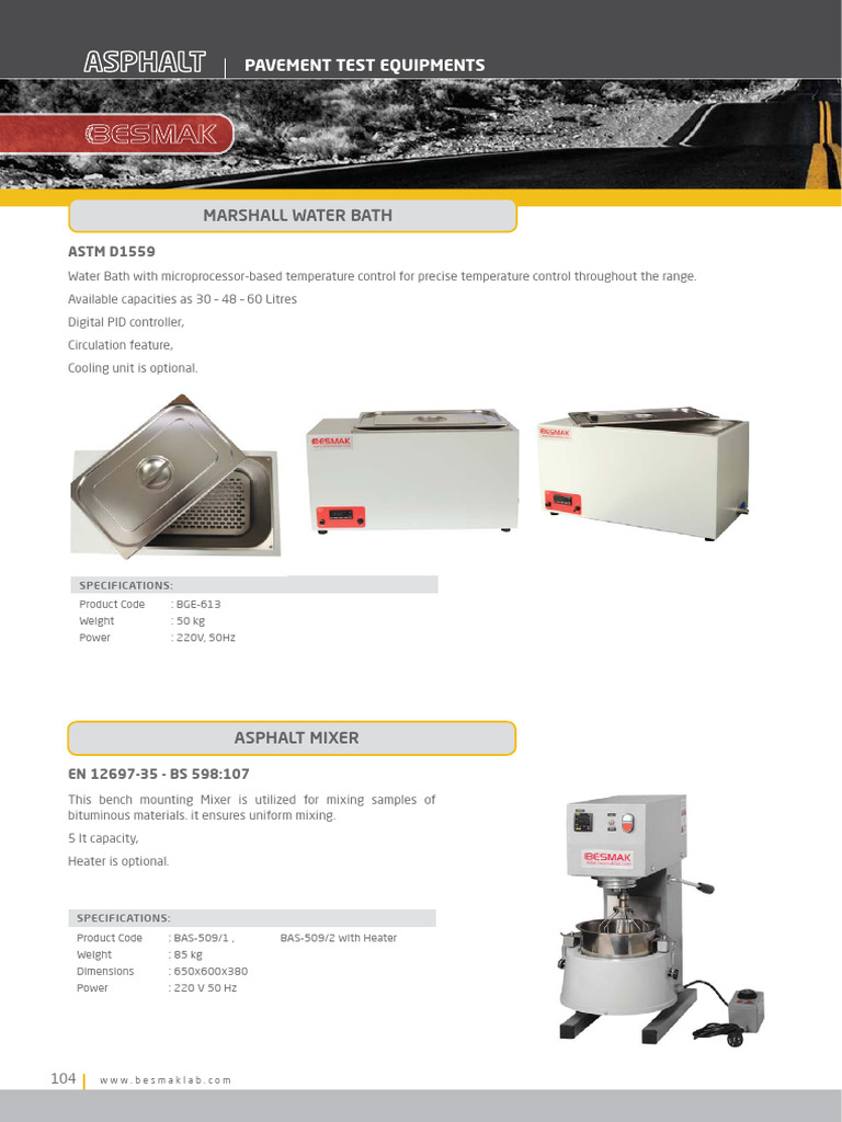 104 - Marshall Water Bath - Asphalt Mixer | PDF