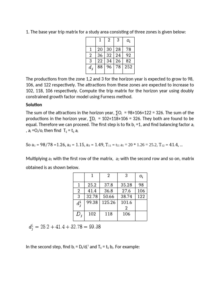 Example 3 (Trip Distribution) | PDF | Applied Mathematics | Linear Algebra