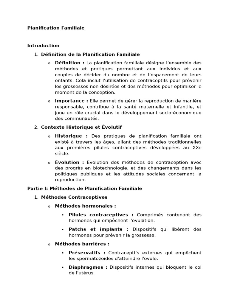 Méthodes et enjeux de la planification familiale | PDF | Contraception ...