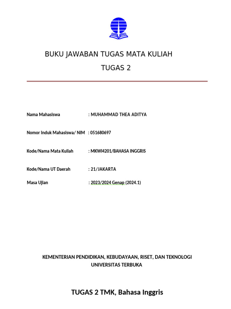 TMK 2 Bahasa Inggris | PDF