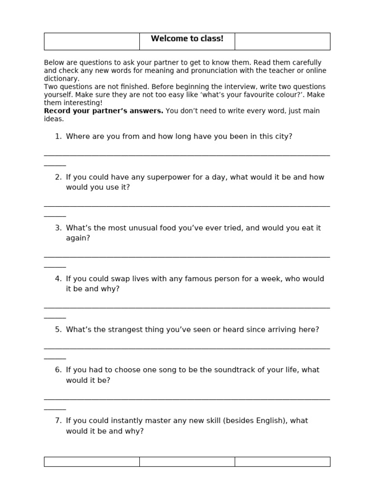 B2:C1 English Lesson - Classmate Interviews | PDF | Career & Growth ...