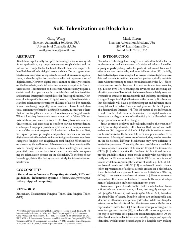 Tokenization On Blockchain | PDF | Cryptocurrency | Acid