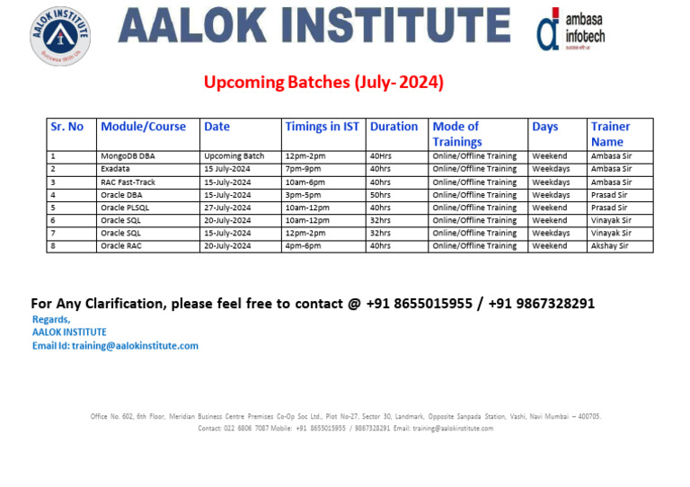 Upcoming Batches | PDF