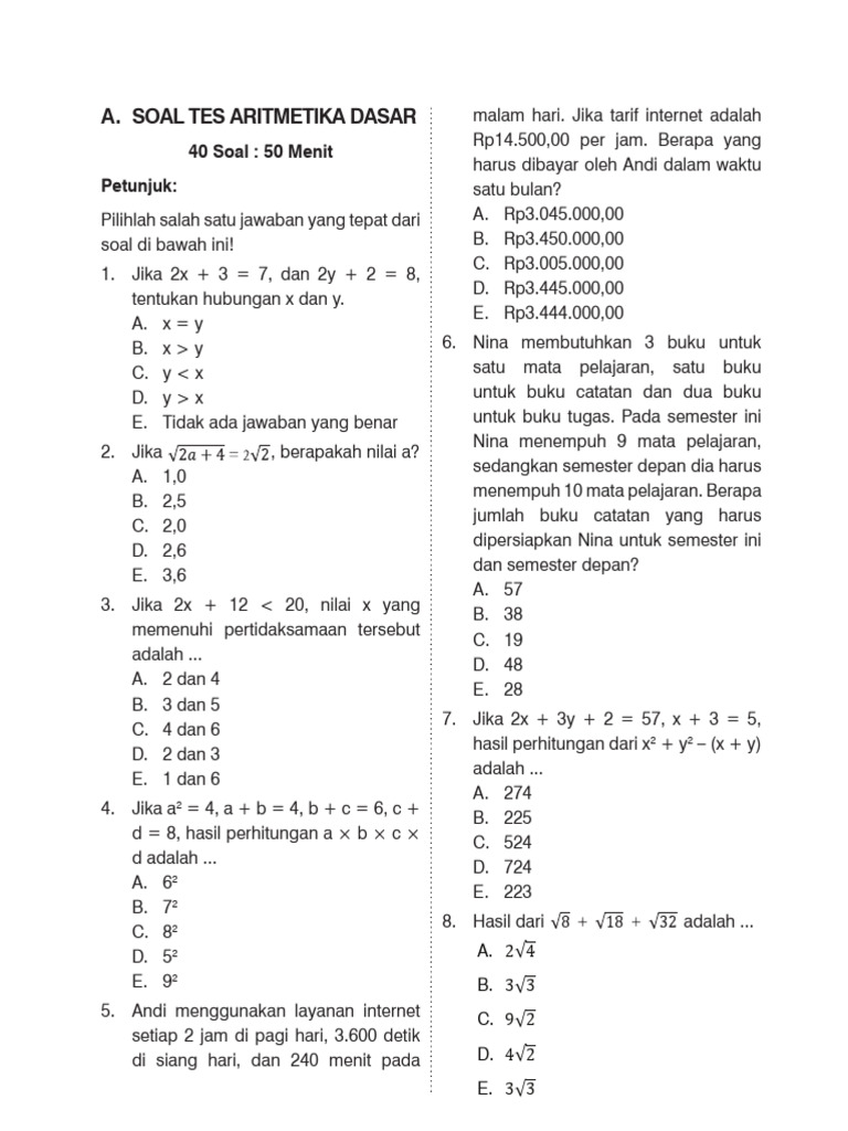 Aritmatika Dasar 105-109 | PDF