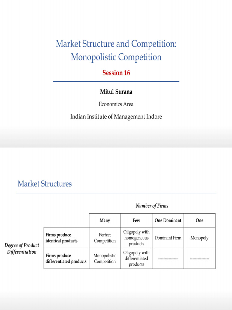 Session 16_Market Structure_Monopolistic Competition | PDF