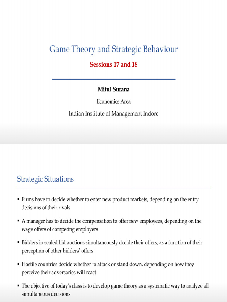 Session 17 - 18 - Game Theory | PDF